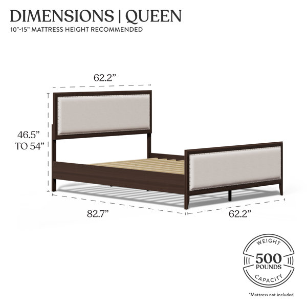 Lark Manor Akyng Nailhead Trim Solid Wood And Upholstered Platform Bed